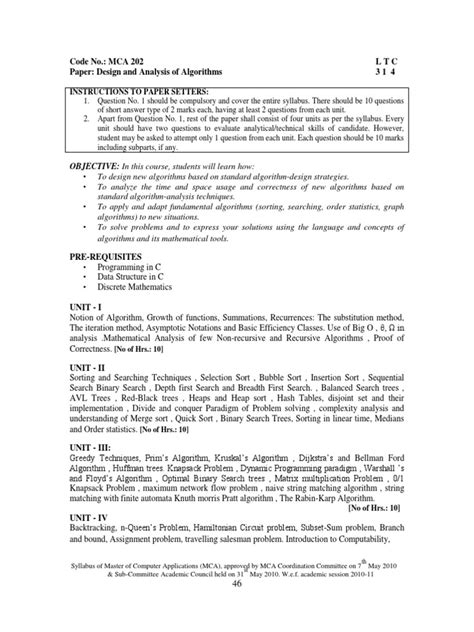 code no mca 202 ltc paper design and analysis of algorithms 3 1 4