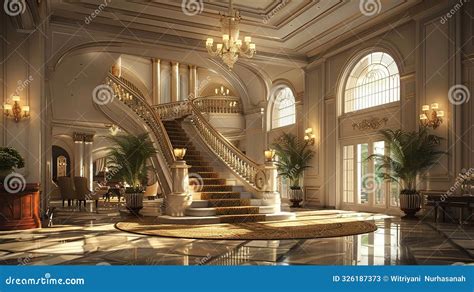 Grand Staircase In A Luxurious Mansion Stock Illustration