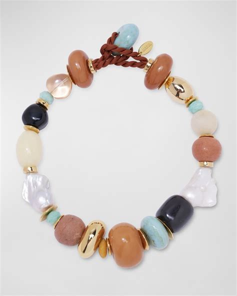 Lizzie Fortunato Monument Beaded Collar Necklace Neiman Marcus