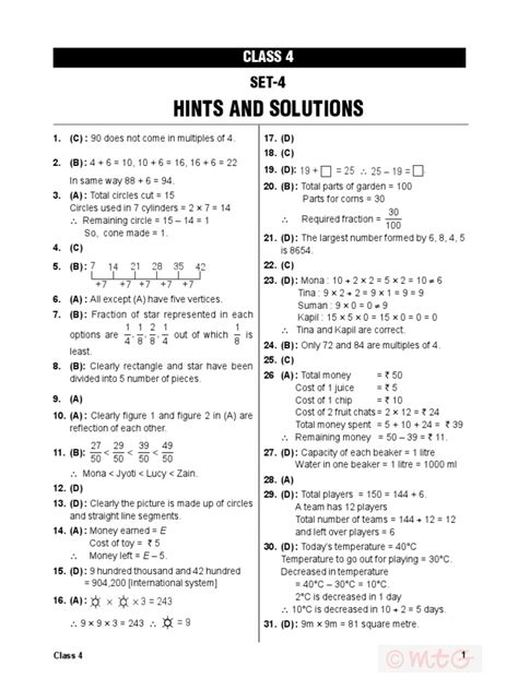 Solution Class 4 Set 4 Pdf Nature
