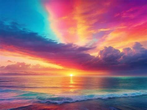 Beautifully Colorful Sky With Clouds At Sunset Premium Ai Generated Image