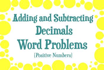 Adding And Subtracting Decimals Word Problems By Middle School Math Madness