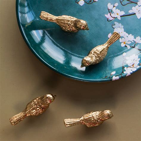 Brass Bird Knobs Nordic Style Bird Drawer Pulls Wardrobe Knob Etsy