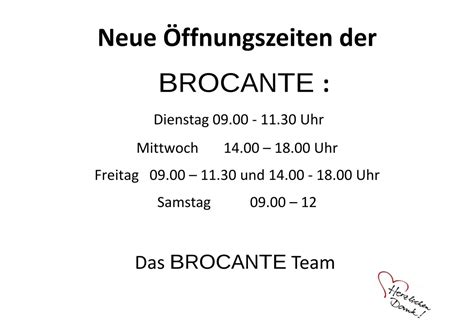 Neue Öffnungszeiten Brocante Grenchen