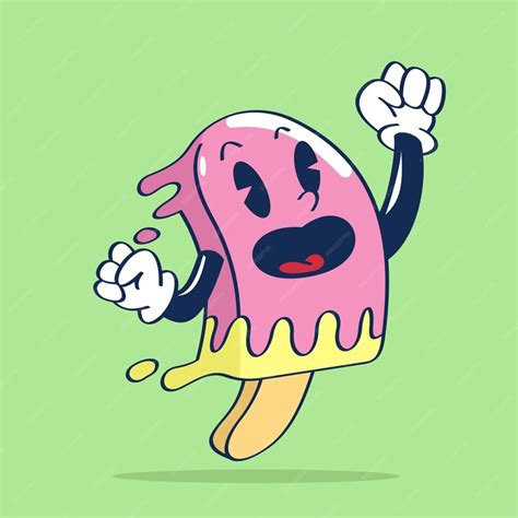 Premium Vector Popsicle Cartoon Character With Happy Expression Cartoon Character Hand Drawing