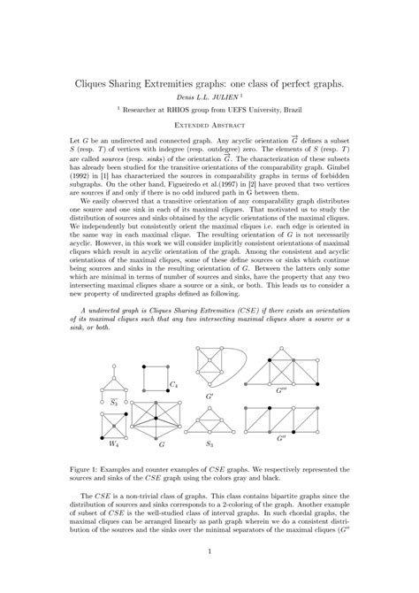 Pdf Cliques Sharing Extremities Graphs One Class Of Perfect Graphs