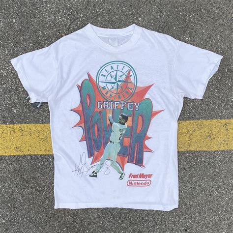 Vintage 90s Nintendo Power Ken Griffey Jr Mlb Seattle Mariners Shirt