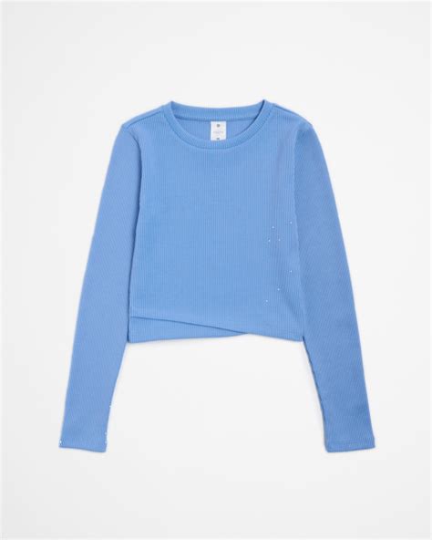 Long Sleeve Rib Cross Front Top Target Australia