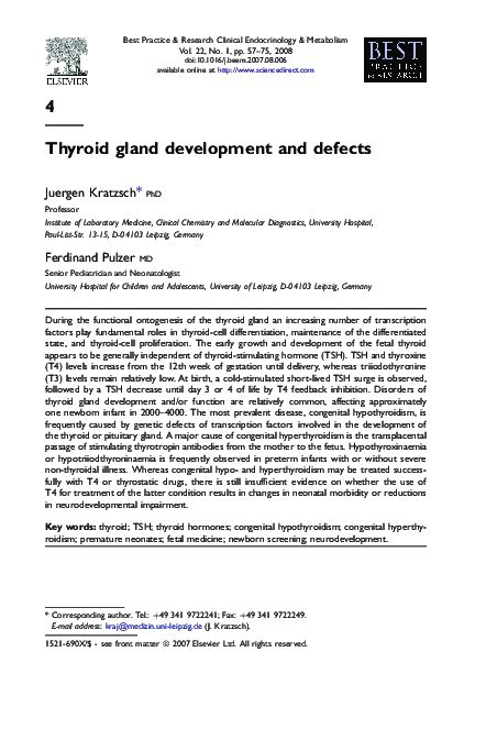 Pdf Thyroid Gland Development And Defects