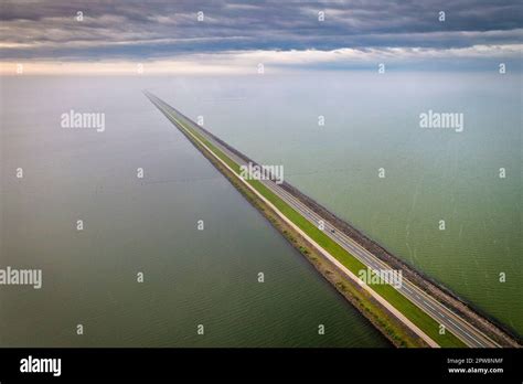 The Netherlands Lelystad Houtribdijk Dam Connecting Lelystad And The City Of Enkhuizen