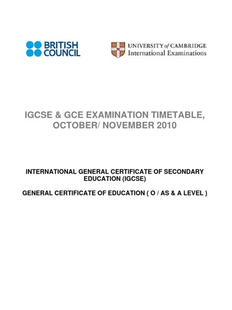 Timetable Igcse Pdf Languages Further Education