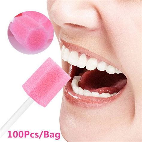 100pcs Disposable Oral Care Sponge Swab Tooth Cleaning Mouth Swabs