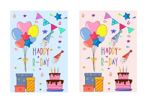 Set Of Birthday Greeting Cards Design 15335005 Vector Art At Vecteezy