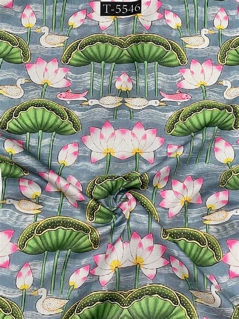 Pichwai Print On Tussar Silk The Wardrobe Fabrics