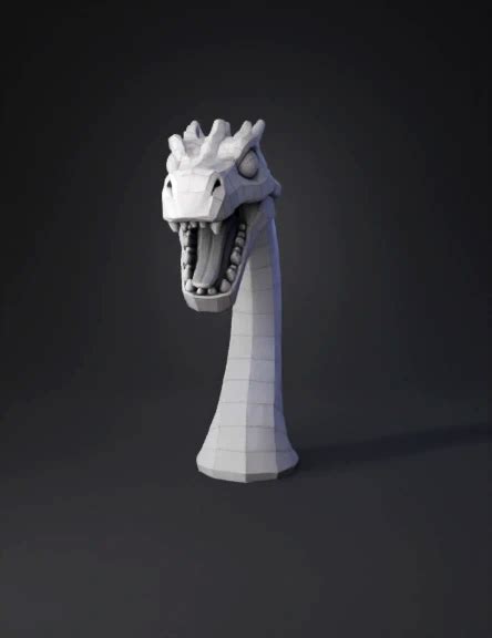 3d Model Stylized Dragon Head With Long Neck 3d Model Rig Ready