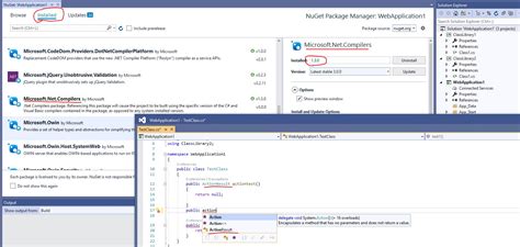 mvc intellisense not suggesting in vs 2019 for old mvc5