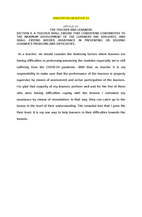 Annotation Objective 14 Annotation Ob Jective 14 Article Viii The