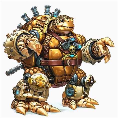 Premium Photo Modern Turtle Robot Cartoon Design Turtle Cyborg Cartoon Character