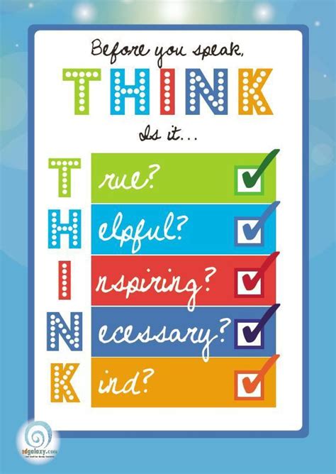 Think Before You Speak Meaningful Mommy Classroom Posters Think