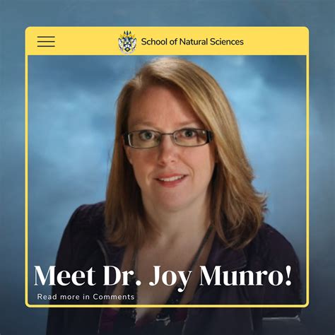 Meet Dr Joy Munro Dr Lu School Of Natural Sciences