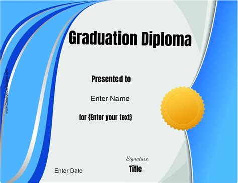 Blank High School Diploma Template Free Printables