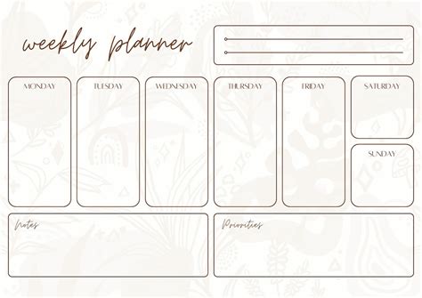 Weekly Planner Printable Aesthetic Floral Design Digital Download