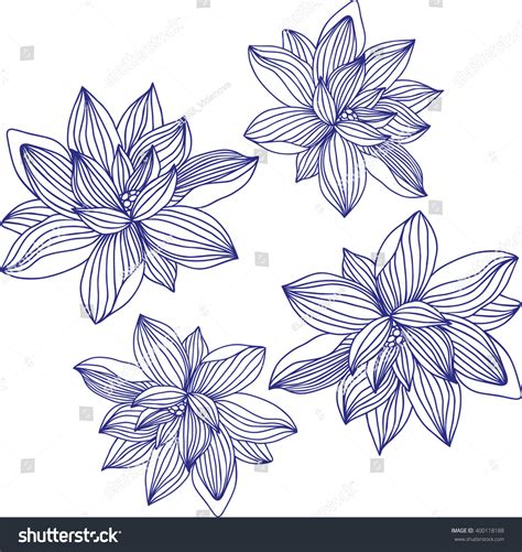 Beautiful Hand Drawn Flowers Made Vector Stock Vector Royalty Free