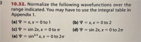 Solved Normalize The Following Wavefunctions Over The Chegg