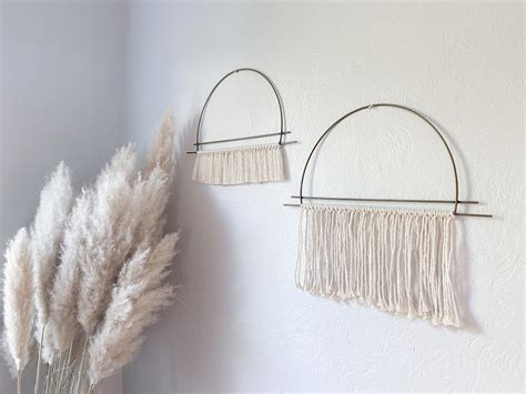 Minimal Modern Mcm Half Moon Macrame Wall Hanging Wall Etsy