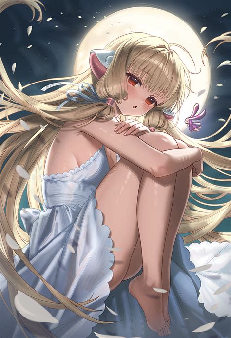 By Mirin Chii Chobits Absurdres Highres 1girl O Ahoge Android Barefoot Blonde Hair