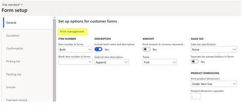 document print management and email option d365tour