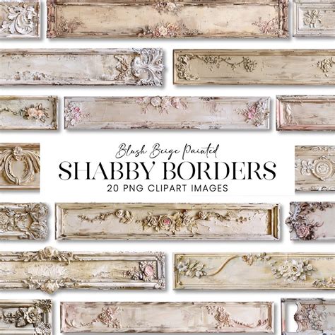 Beige Shabby Chic Borders Clipart Blush Painted Wood Frames Realistic