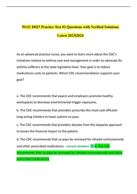 Wgu D027 Practice Test 2 Questions With Verified Solutions Latest 2023