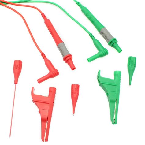Megger Test Lead Set 2 Wire Red Green With Prods And Clips Shrouded T Uk