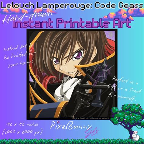 Code Geass Character Instant Printable Art 12 X 12 Inches 2000 X