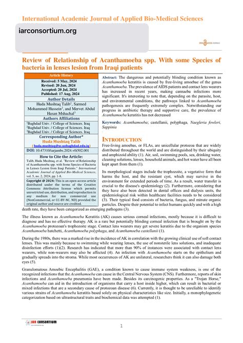 Pdf Review Of Relationship Of Acanthamoeba Spp With Some Species Of