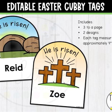 Editable Christian Easter Cubby Tags Locker Labels Classful