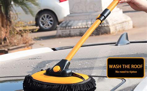 15° Curved Car Wash Brush With Telescopic Handle 43 Aluminum Alloy