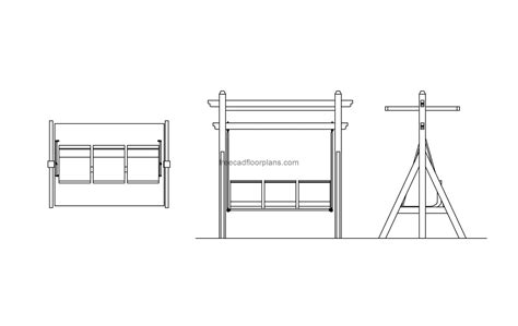 3 Seater Swing All 2d Views Free Cad Drawings