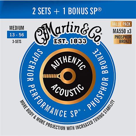 Martin Authentic Acoustic Sp Guitar Strings Medium Ma550 Value 3