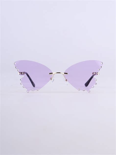 Diamond Butterfly Novelty Sunglasses Purple Cosmic