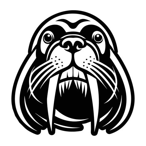 A Walrus Head With A Big Mouth And Long Tusks 53641800 Vector Art At