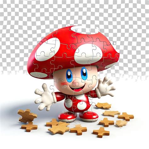 Premium Psd Toadstool Character With Jigsaw Puzzle Isolated On
