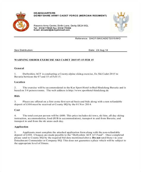 Warning Order Templates