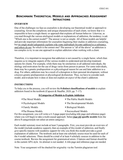Benchmark Theoretical Models And Approaches Paper Assignment