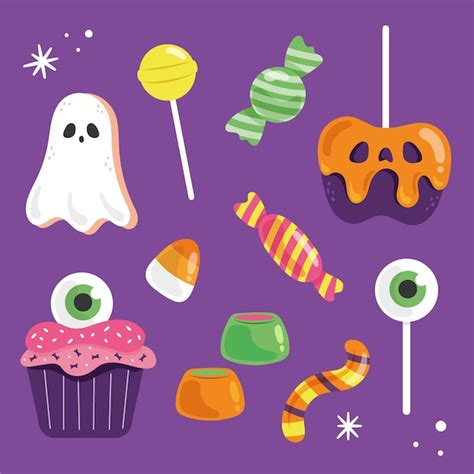 Free Vector Flat Halloween Candy Elements Collection