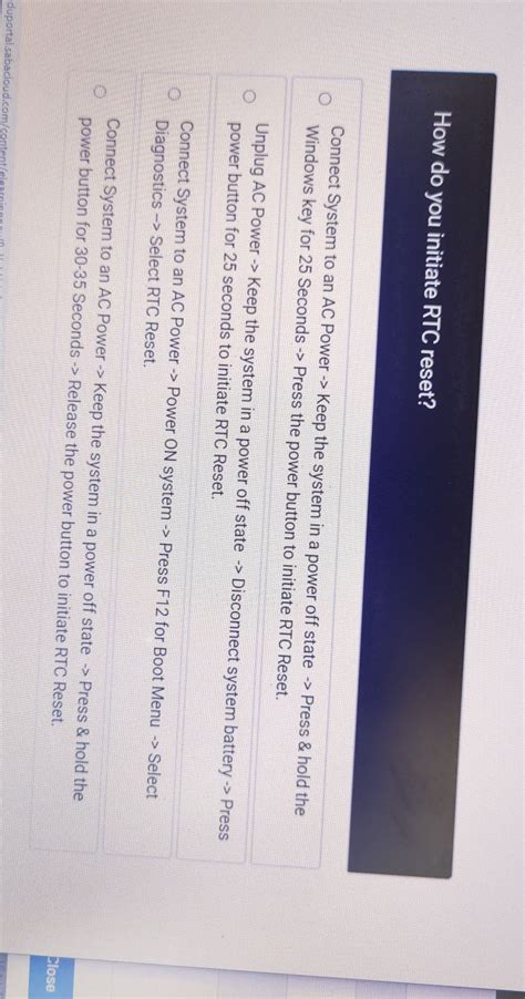 How Do You Initiate Rtc Reset Connect Studyx