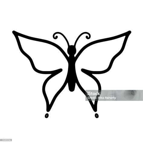Butterly Line Art Black Outline Vector Illustration Stock Illustration Download Image Now Istock