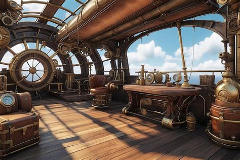 Premium Photo Steampunk Airship Deck 3d Background