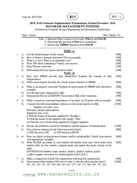 Dbms Paper 2018 Pdf Sql Databases